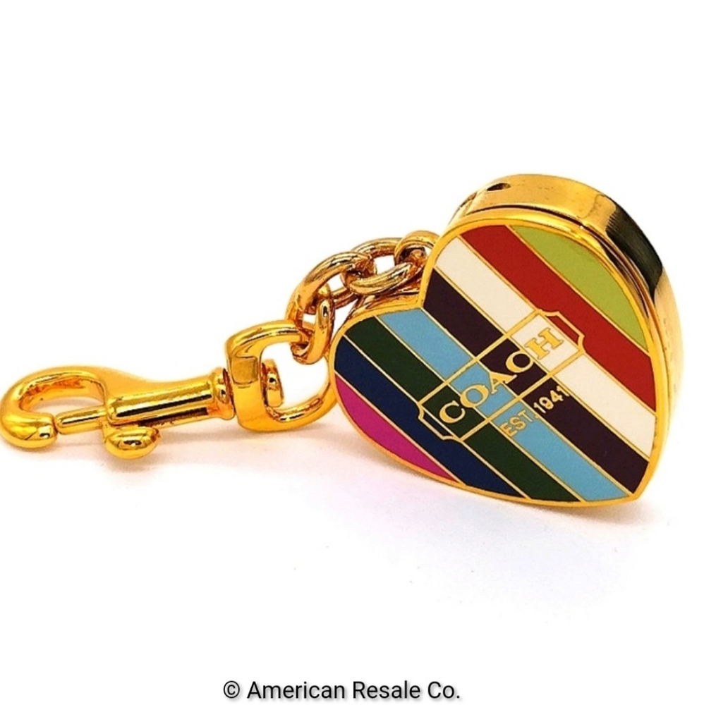 Coach Vintage Legacy Stripe Magnetic Heart Gold Locke… - Gem